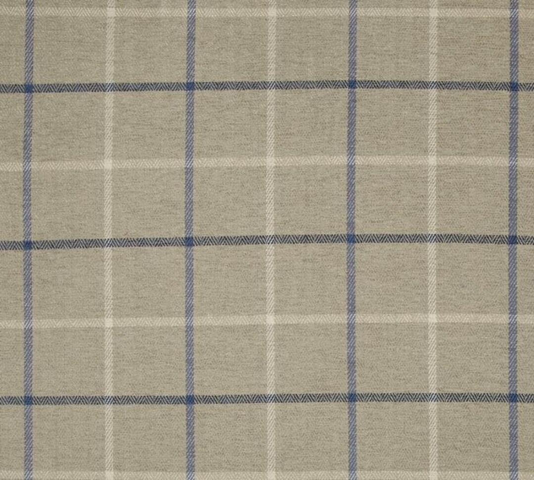 Pennington II Rivera Plaid Blue Fabric by the Yard Upholstery Drapery ...