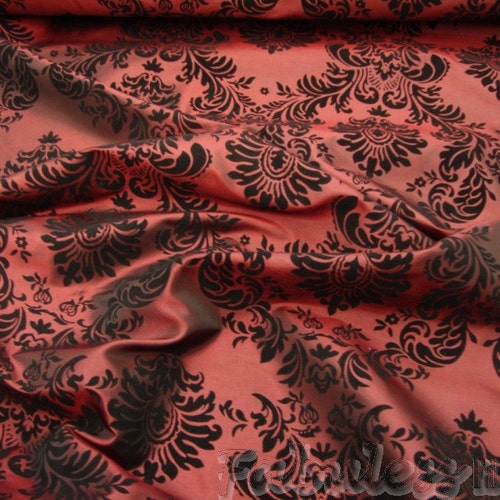 Taffeta Red Black Velvet Flocking Damask Fabric per Yard - Etsy