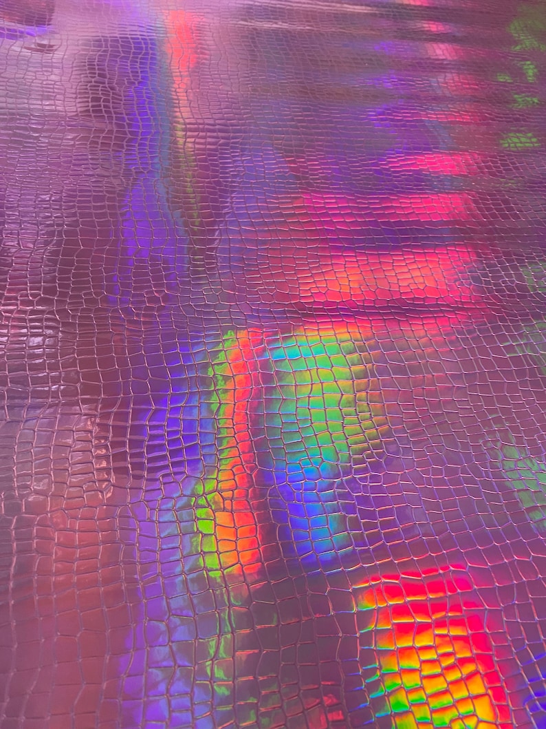 Pink Embossed Holographic Crocodile Hologram Glossy Fabric - Etsy