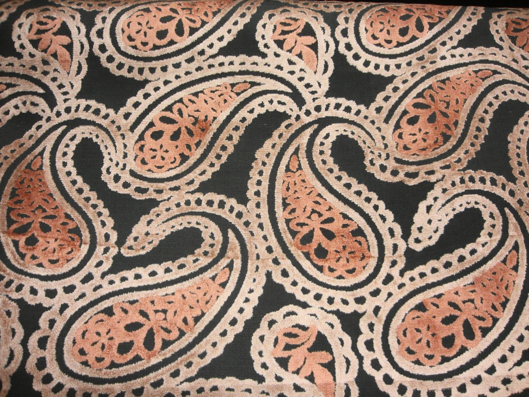 Blush Pipa Paisley Embossed Raised Velvet Upholstery Drapery Fabric per ...