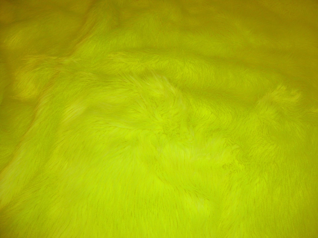 Fluorescent Yellow Shaggy Faux Fur Upholstery Custom Fabric by the Yard ...