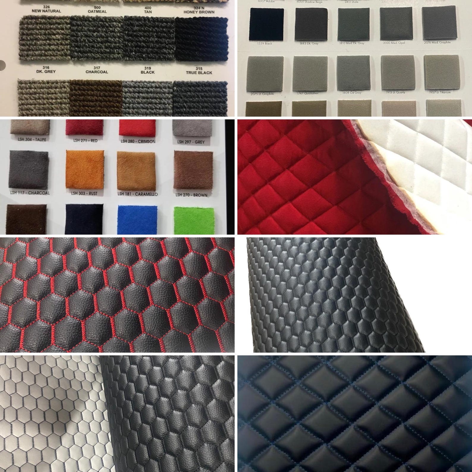 Red Suede Quilted Auto Upholstery Fabric | Diamond Stitch Foam Backed ...