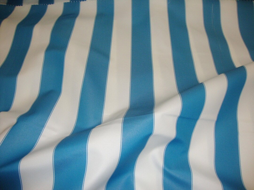 Aqua/white Striped Waterproof Outdoor Fabric 60" Wide per Yard - Etsy
