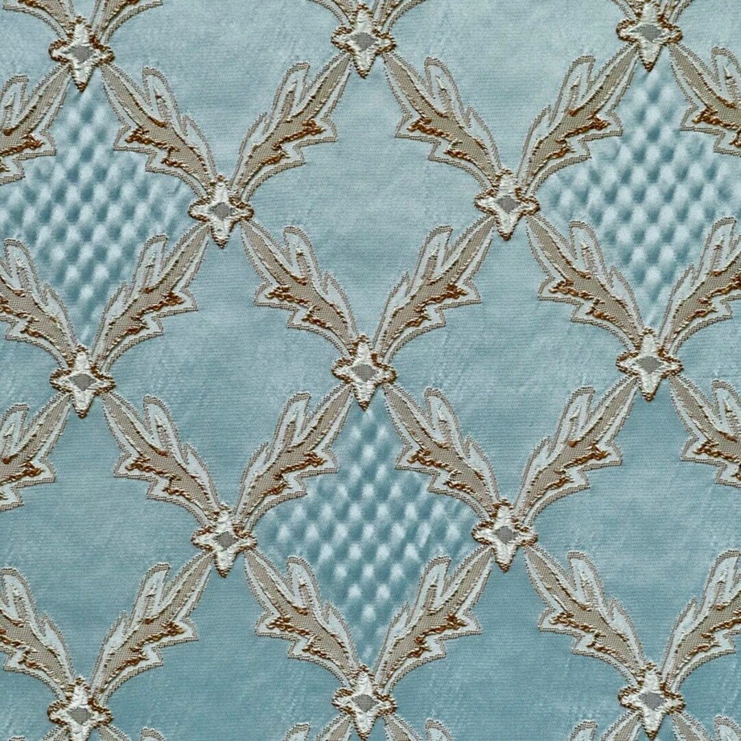Jacquard Diamond Azure Renaissance Upholstery Drapery Fabric by the ...