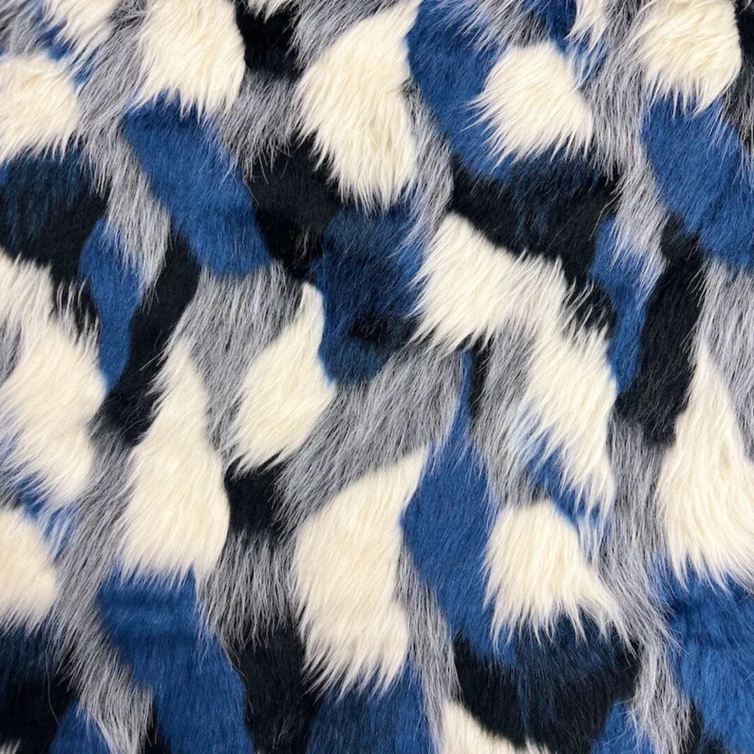 Blue Mix Multi Patch Faux Fur Upholstery Fabric by the Yard 58" Wide - Etsy