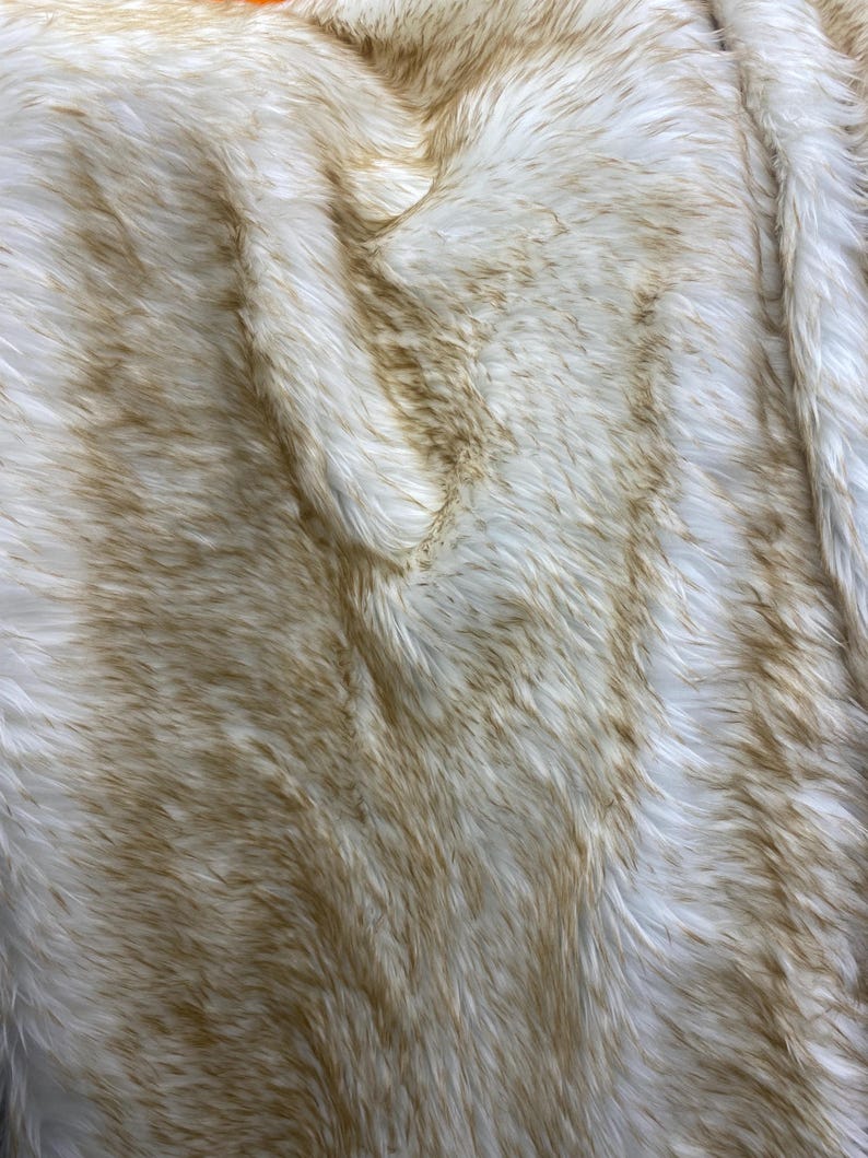 Luxury White Golden Beige Faux Fur Fabric – Soft Long Pile Shag Fur ...