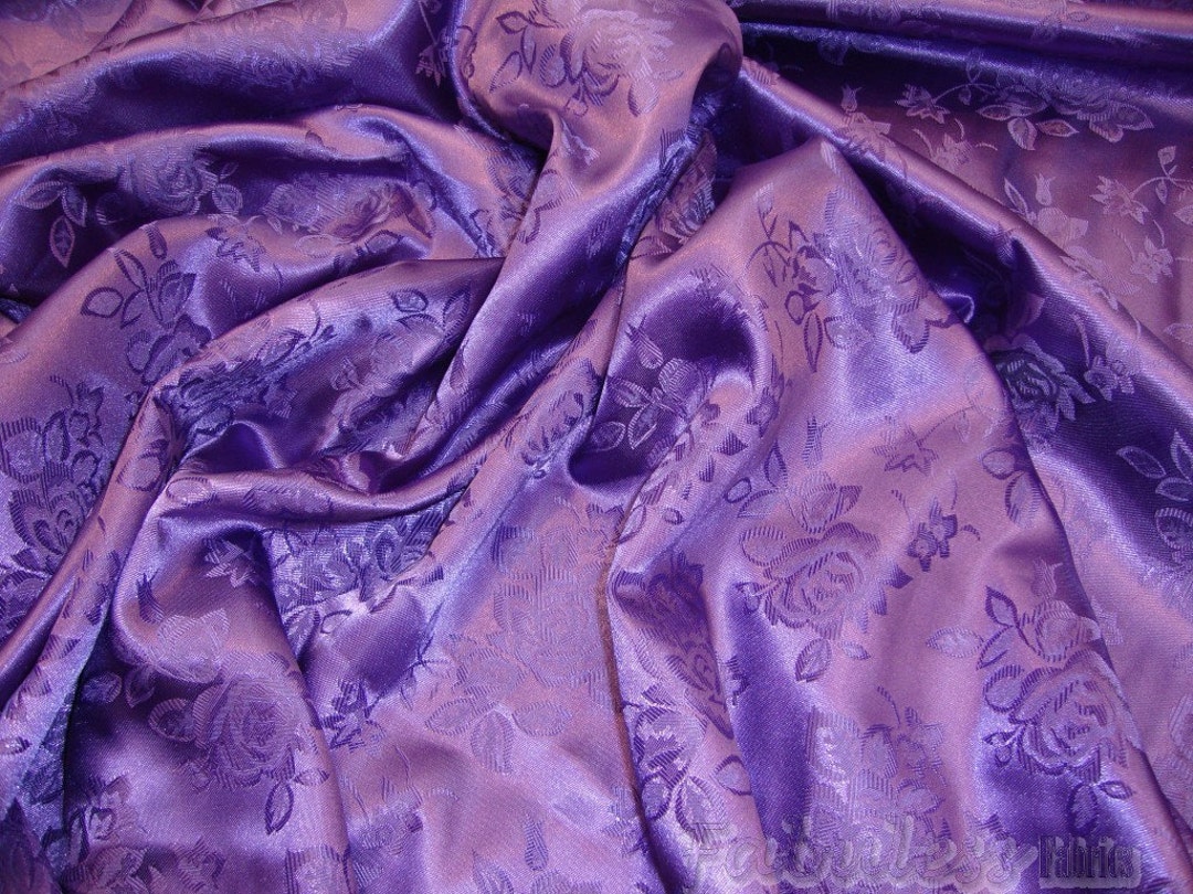 Purple Jacquard Satin Floral 58" Wide per Yard - Etsy