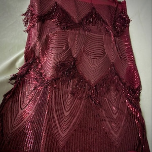 4-way Stretch Geometric 6" Dangle Sequin Mesh Dress Grown Fabric BY THE ...
