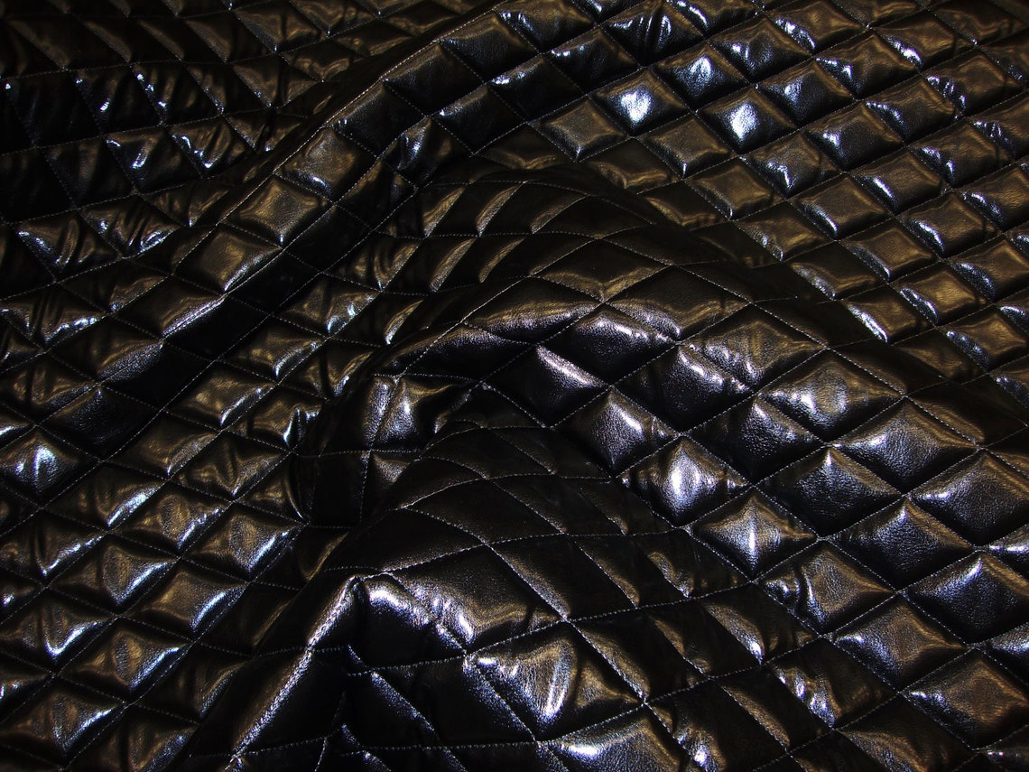 Black Quilted Vinyl Auto Headliner Fabric With 3/8" Foam Backing ...