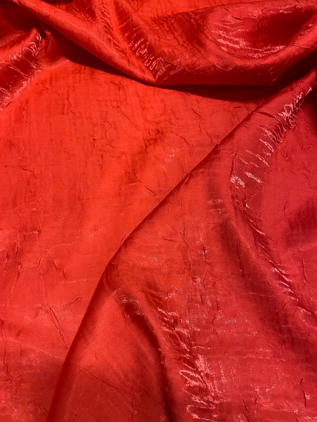 Red Shimmer Iridescent Satin Fabric – Glossy Silk-like Material ...