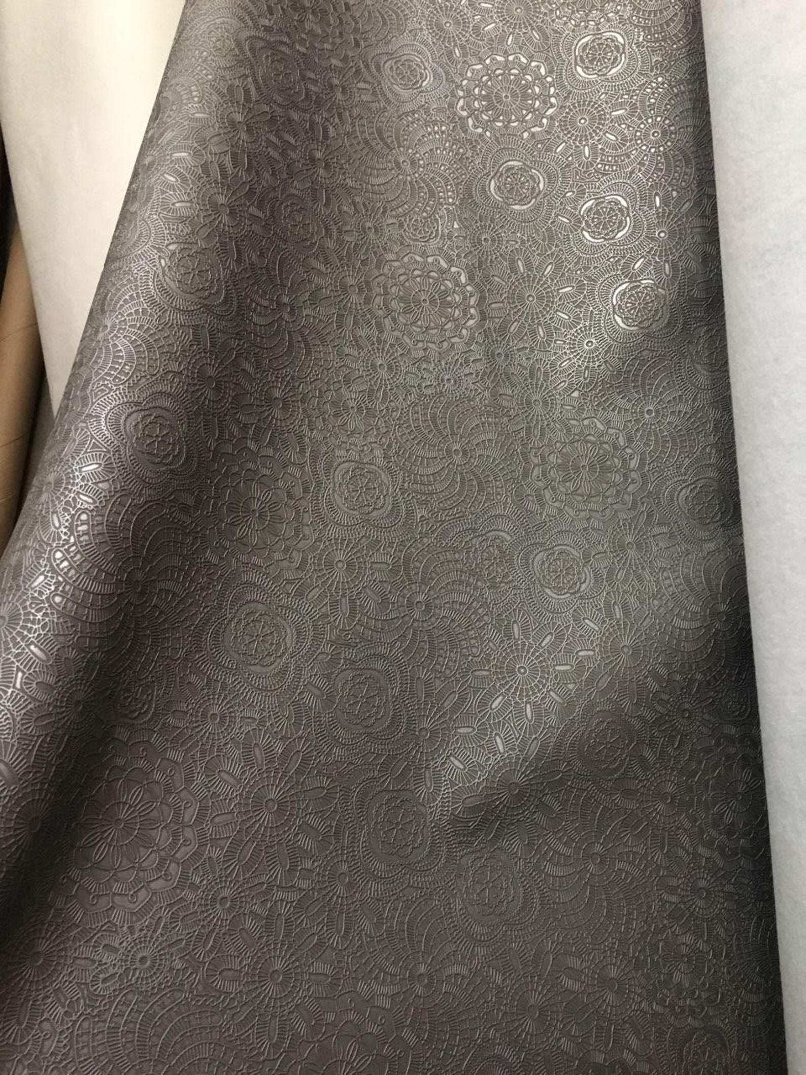 Grey Sphere Embossed Faux Leather Vinyl Upholstery Fabric by | Etsy