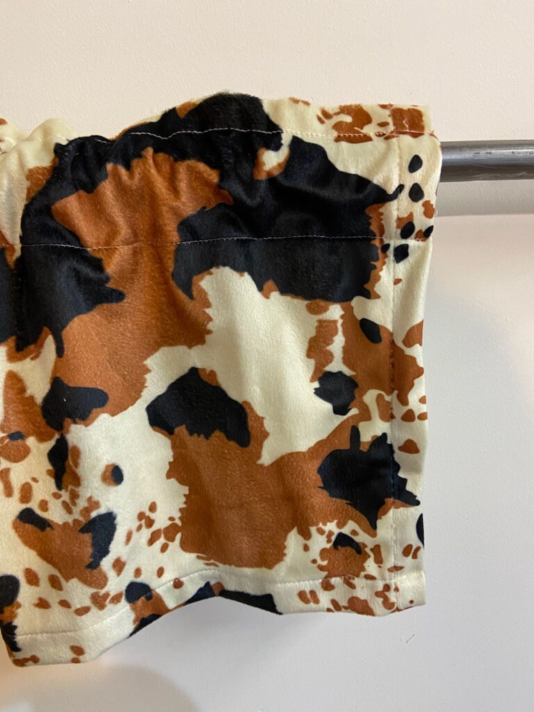 Brown Tan Cow Print Velboa Home Decor Dapery Panels Kitchen | Etsy