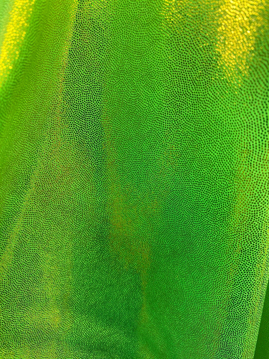 4 Way Stretch Neon Green With Gold Hologram Mystique Fabric BY THE YARD ...
