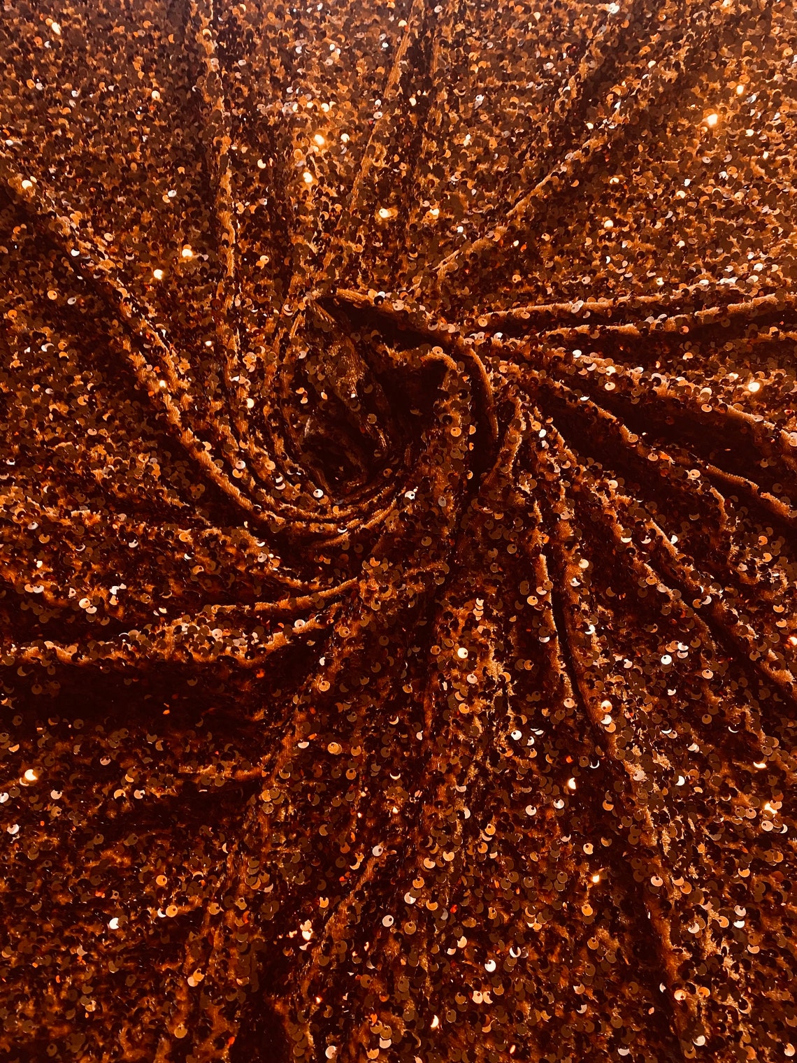 Copper Sequin on Stretch Velvet 4-way Stretch Fabric by the Yard 60 ...