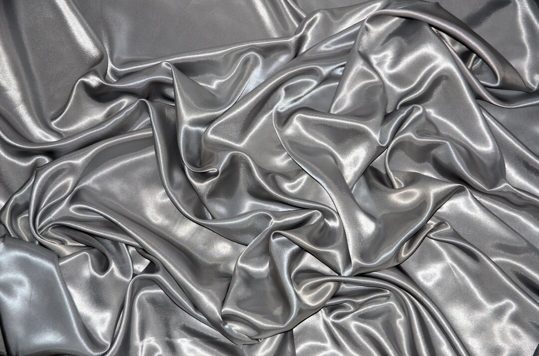 Charmeuse Silver Polyester Fabric 60" Wide by the Yard - Etsy