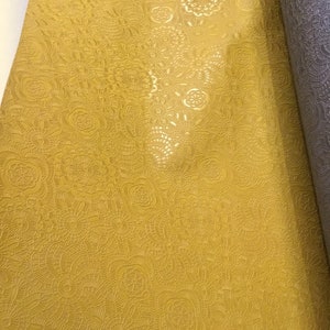 Yellow Sphere Embossed Faux Leather Vinyl Upholstery Fabric by the Yard ...