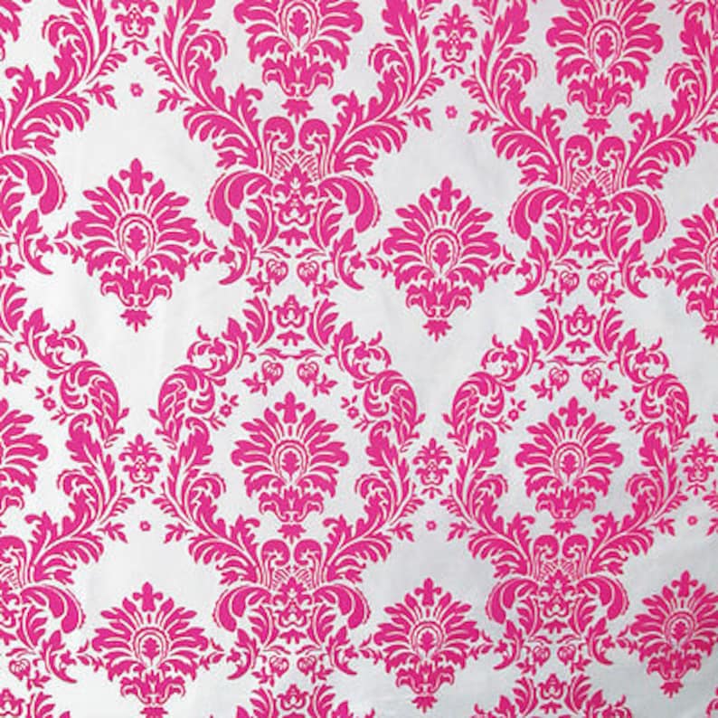 Taffeta Fuchsia White Flocking Damask Fabric per Yard - Etsy