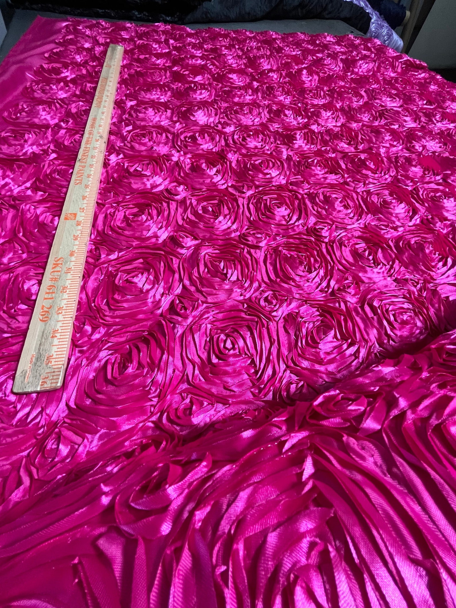 Hot Pink Satin Rosette 3D Flower Drapery Fabric BY THE YARD - Etsy