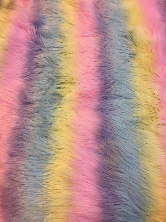 Pastel Rainbow Colored Faux Fur Shaggy Soft Colorful | Etsy