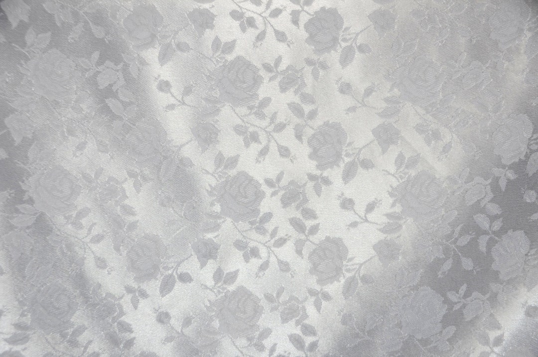 Brocado Tela Jacquard Satén Blanco Floral 58 ancho corte a medida ...