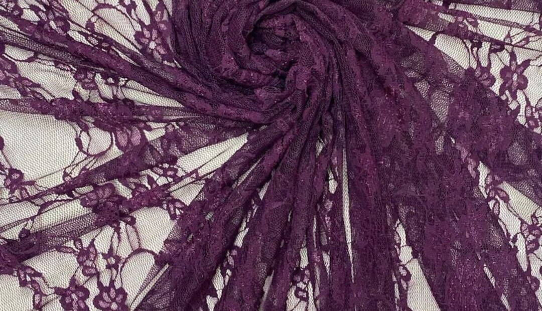 Plum Vintage Stretch Floral Lace Fabric 4 Way by the Yard - Etsy