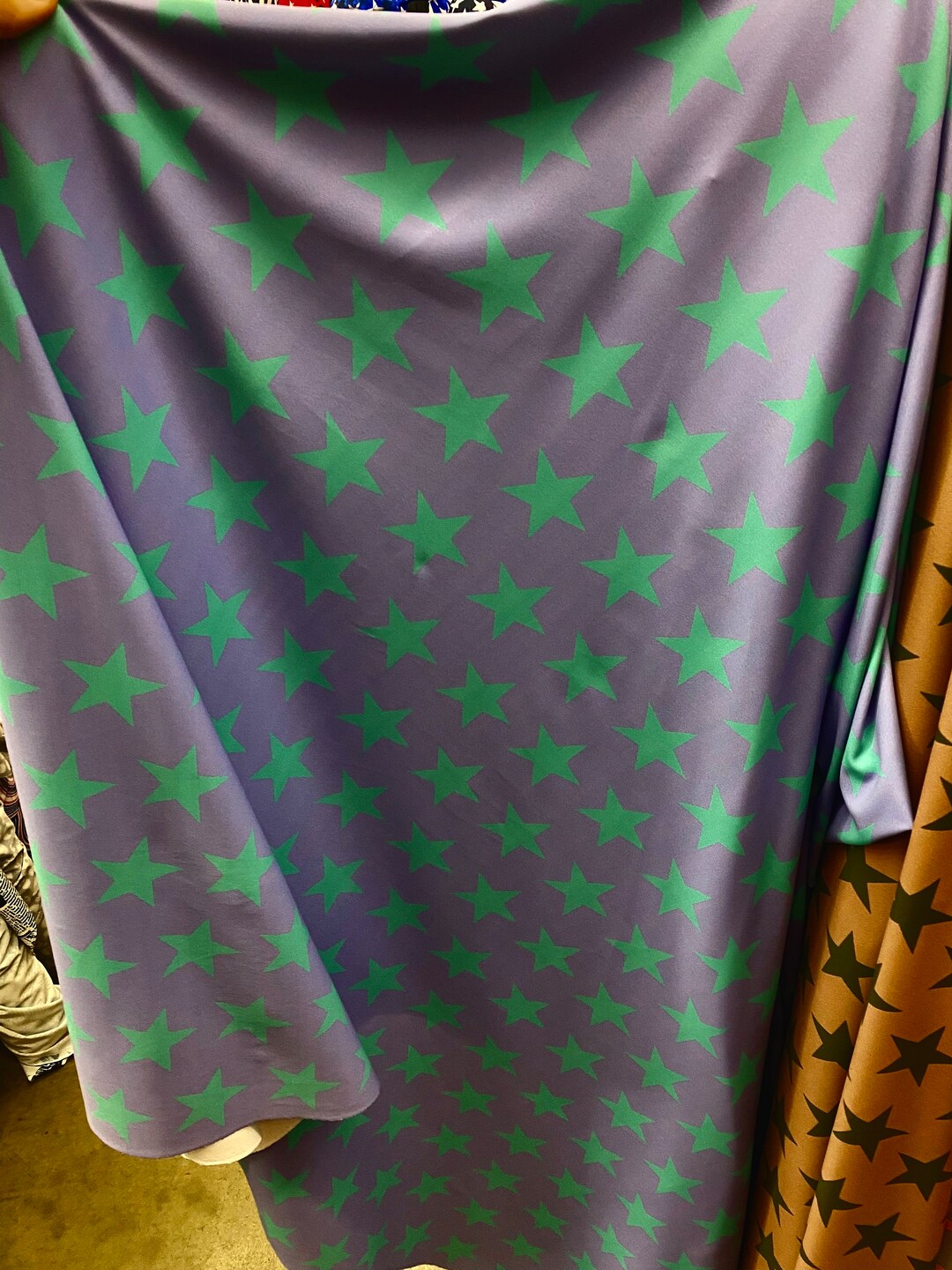 Green Stars on Black Spandex Trixot 4 Way Stretch Fabric 58" Wide - Etsy