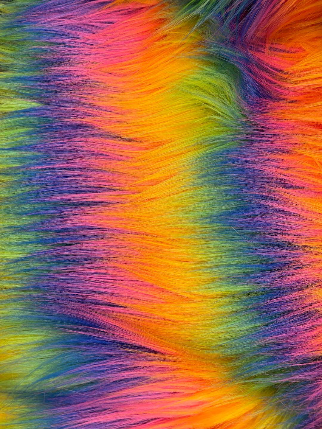 Rainbow Colored Faux Fur, Shaggy Soft, Colorful 60" Inch Wide ...