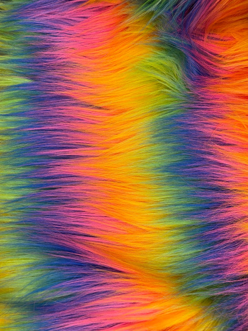 Rainbow Colored Faux Fur Shaggy Soft Colorful 60 Inch | Etsy