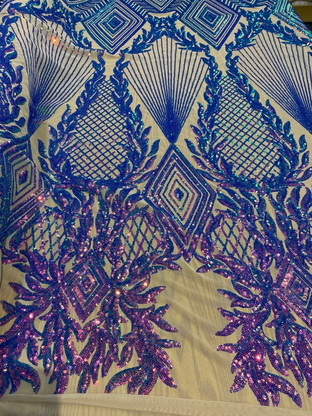 Jewel Violet Purple Iridescent Sequin, 4-way Stretch, Fabric 54" by the ...