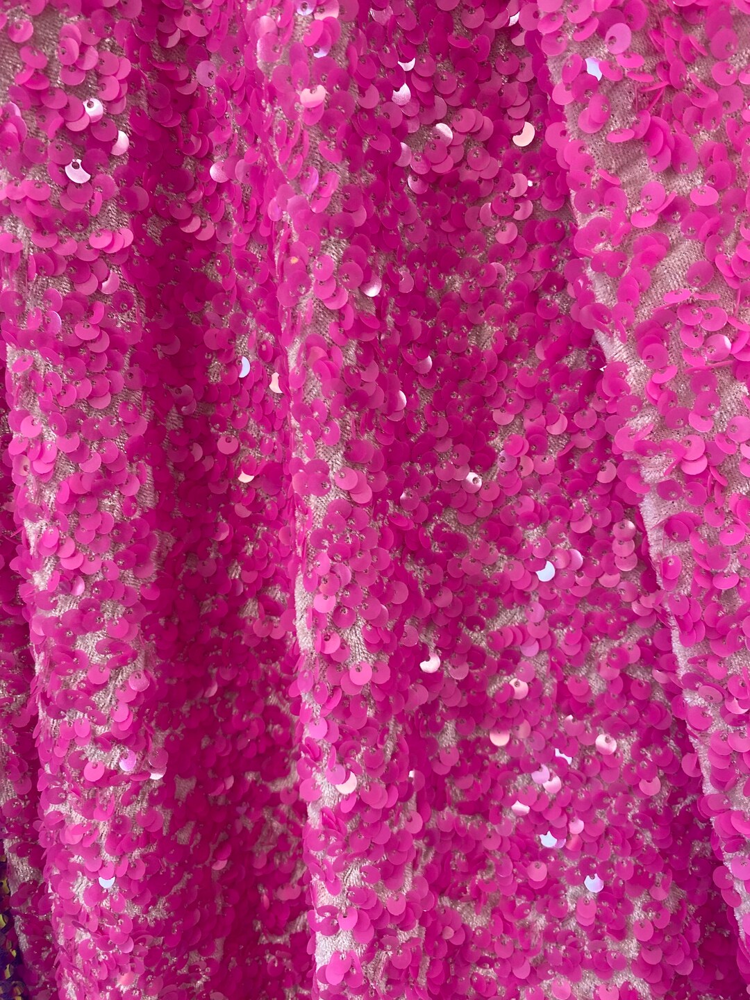 Fuchsia Shiny Sequins on a 2 Way Stretch Velvet , Sold by the Yard - Etsy