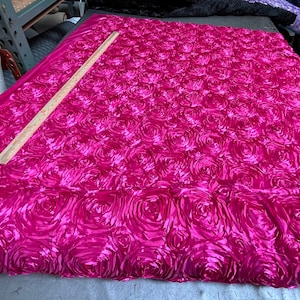 Hot Pink Satin Rosette 3D Flower Drapery Fabric BY THE YARD 54" Wide - Etsy
