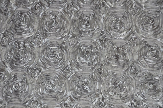 Silver Satin Rosette 3D Flower Drapery Fabric BY THE YARD - Etsy