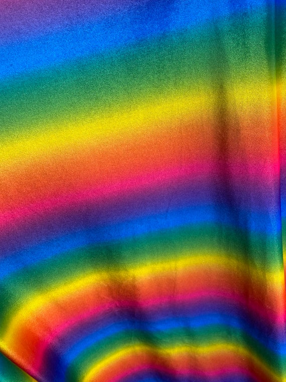 4 Way Stretch Fabric Cosplay, Rainbow Stripes Velvet Polyester Spandex ...