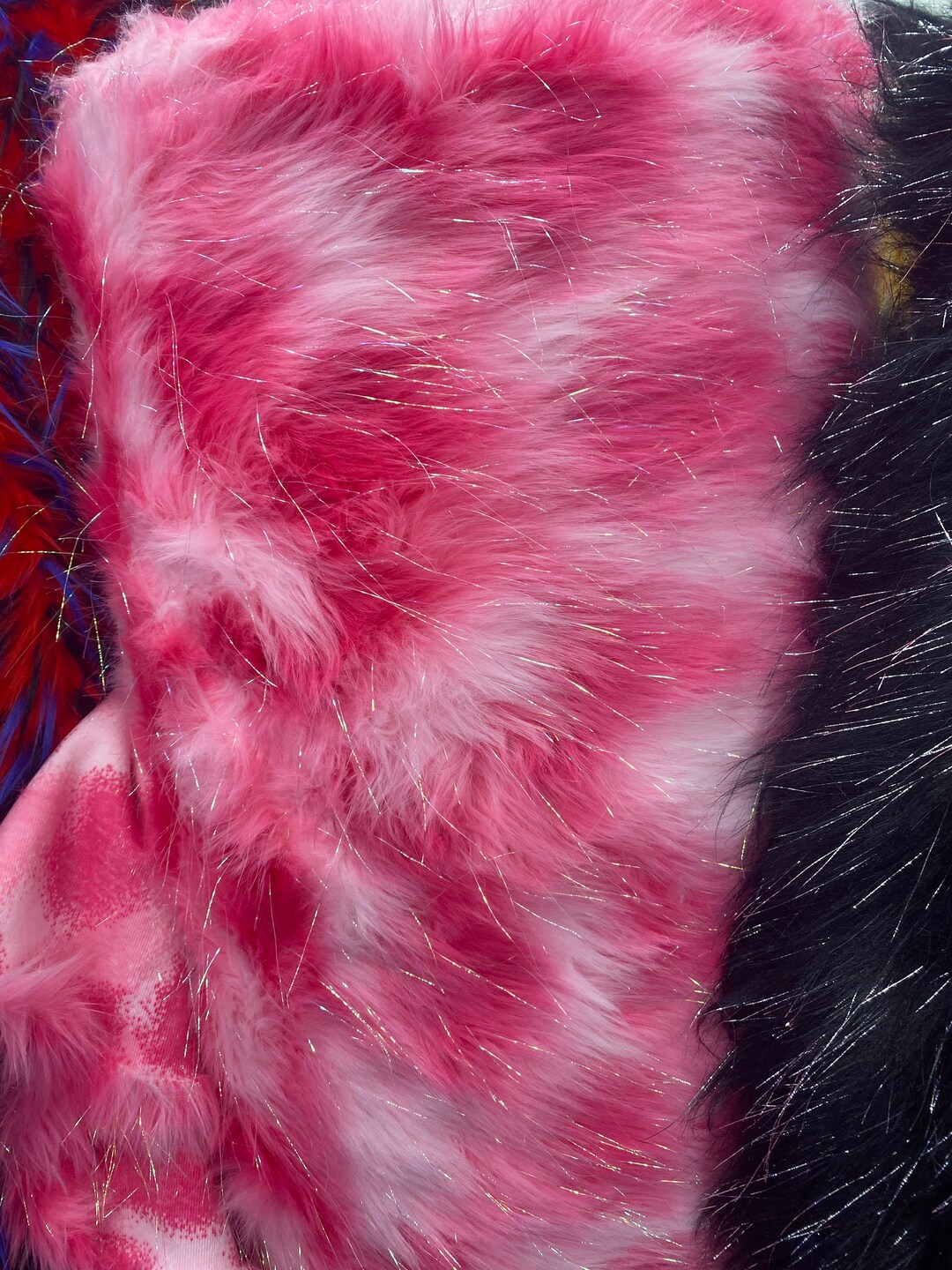 Bubble Gum and White Sparkle Faux Fur Fabric by the Yard 60" Wide - Etsy