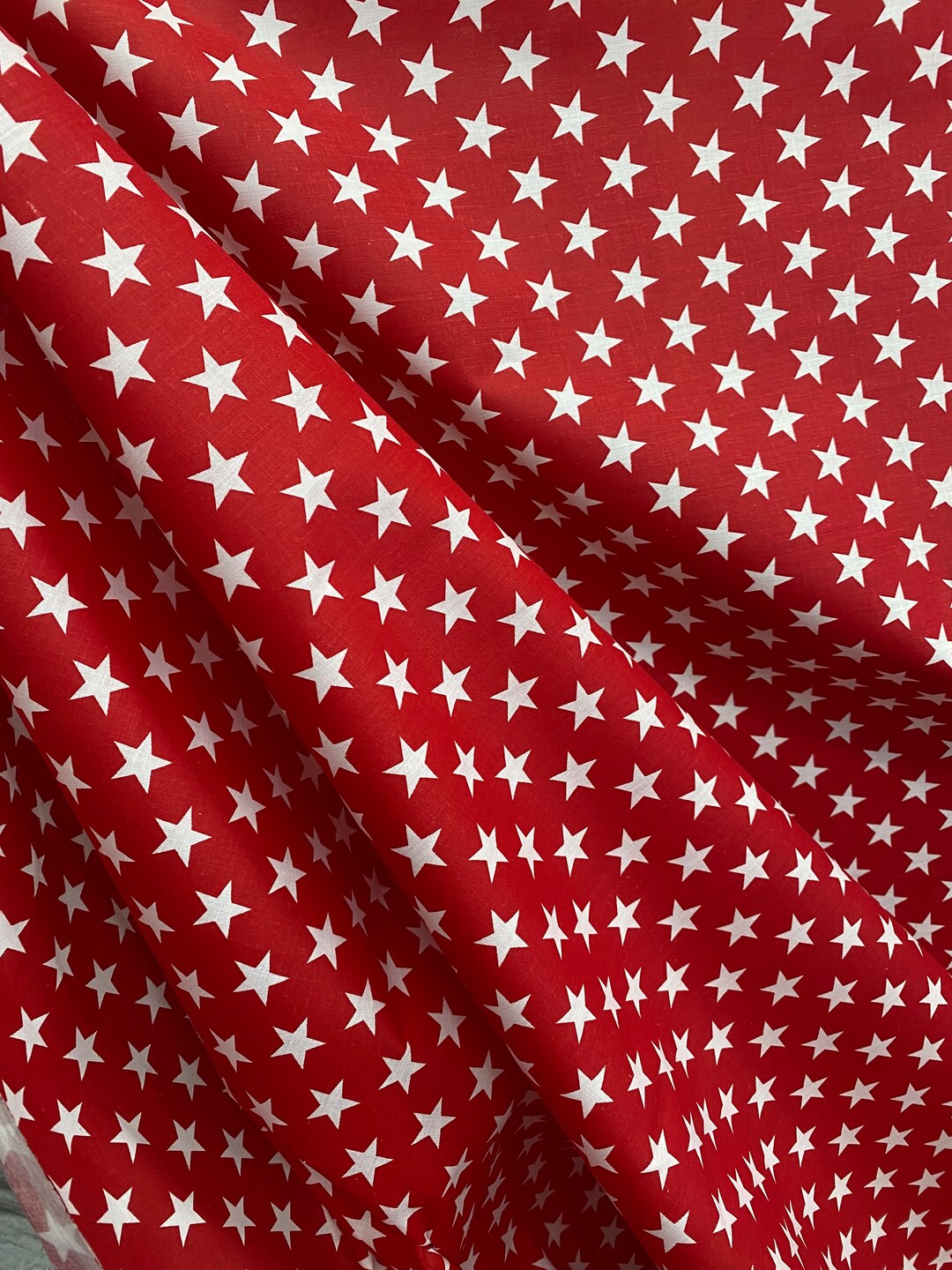 White Stars on Red Poly Cotton Fabric Sold by Yard 58" Wide - Etsy
