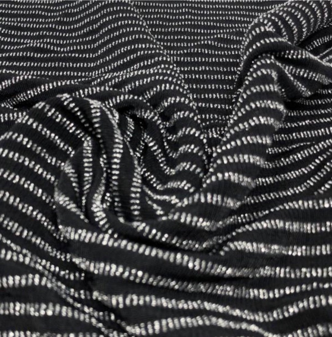 10 YARDS Silver LSV Multi Striped Metallic Stretch Jersey Draping ...
