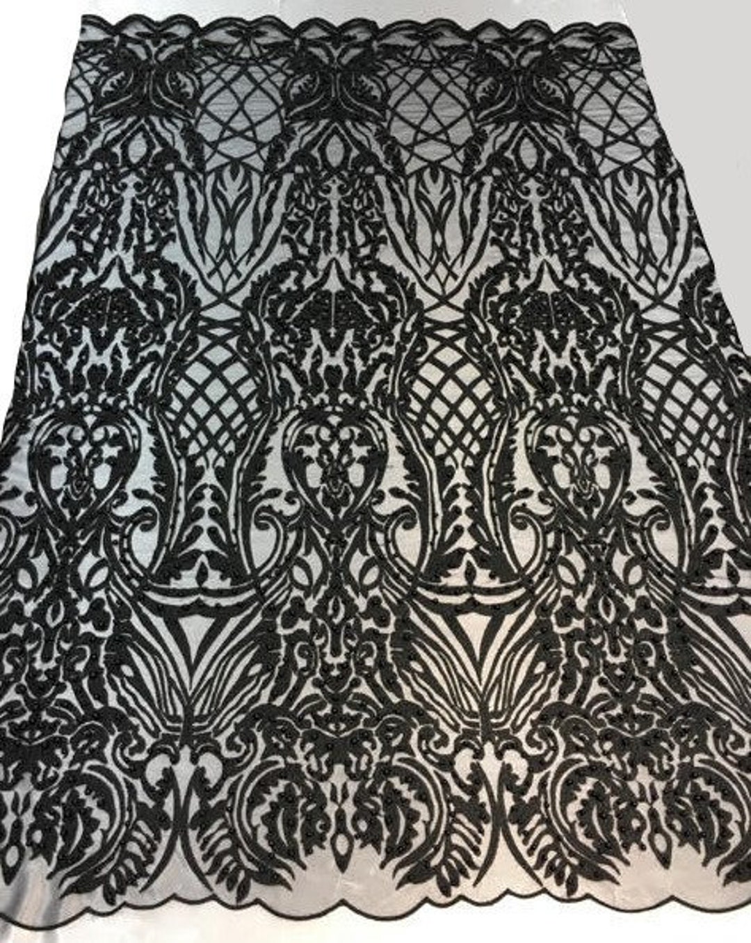 BEADED Scalloped Fabric by the Yard, 52