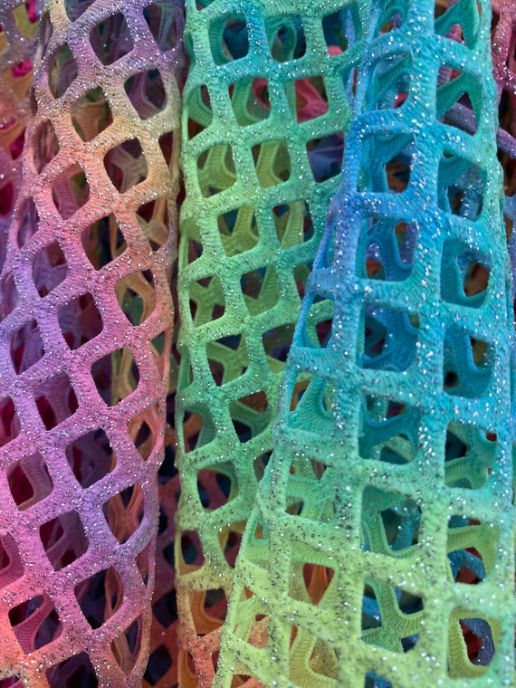 Purple /blue / Green Sparkle Shiny Fishnet With Lurex Nylon - Etsy