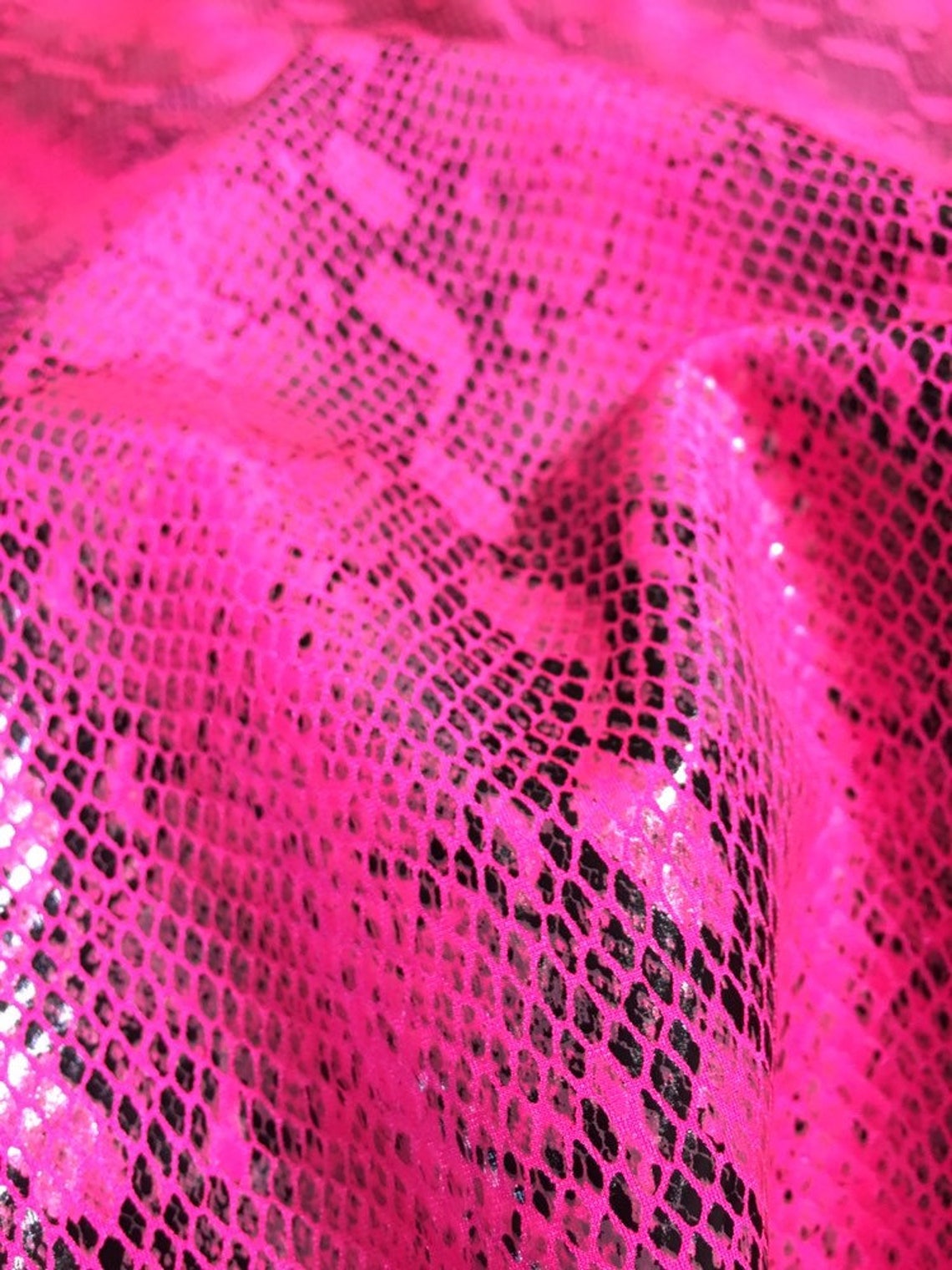 Neon Pink Snake Skin Reptile Venom Nylon Spandex Print Fabric. | Etsy