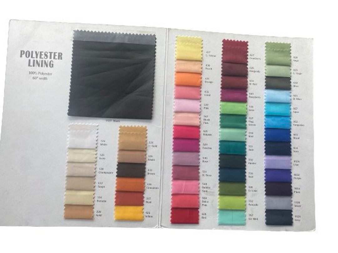 Black Polyester Lining Fabric by the Yard Over 50 Colors 60" Wide Dress ...