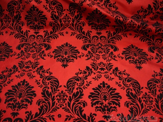 Taffeta Red Black Flocking Damask Fabric per Yard 60 - Etsy