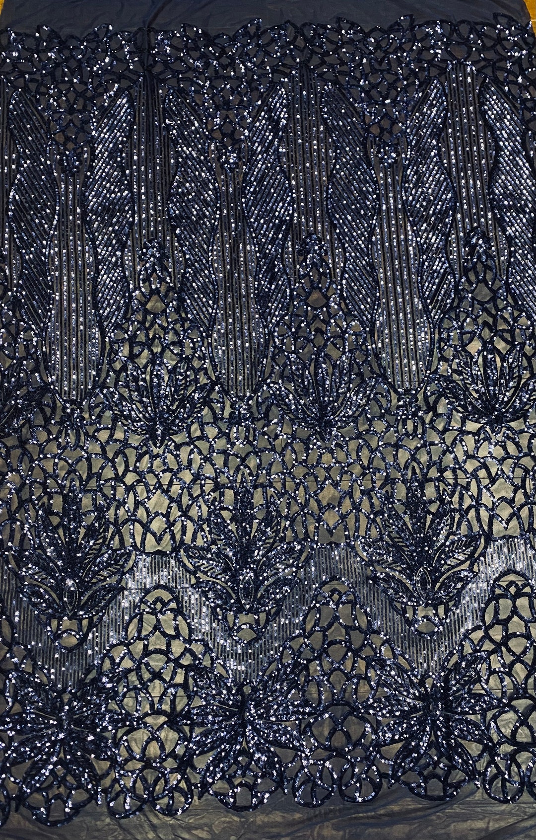 Sequin Navy on Navy Mesh , 4-way Stretch, Fabric 54 Sold by the Yard - Etsy