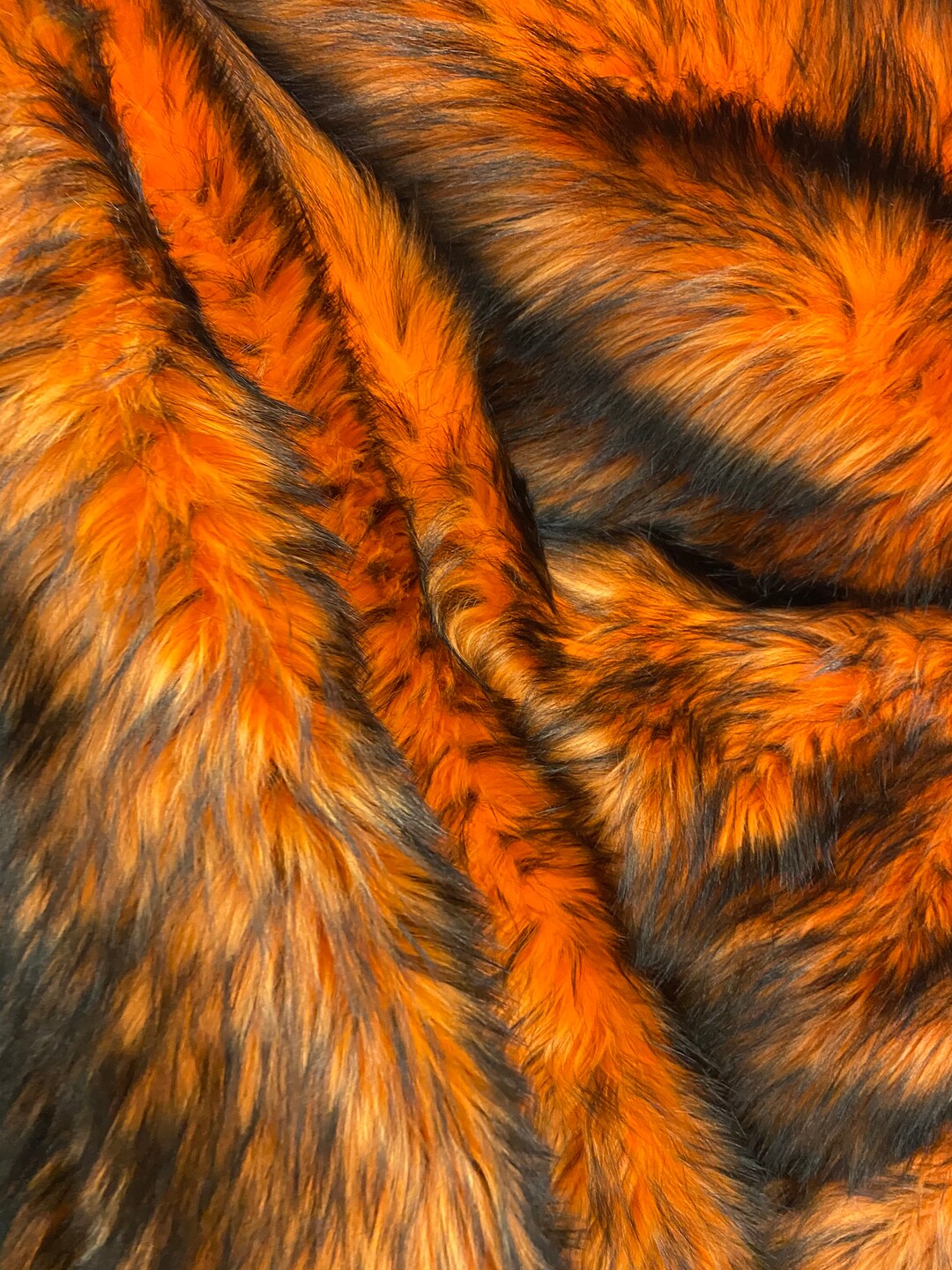 8' X 10' Husky Orange Fur Faux Fur Rug Rectangle Shape Plush Soft ...