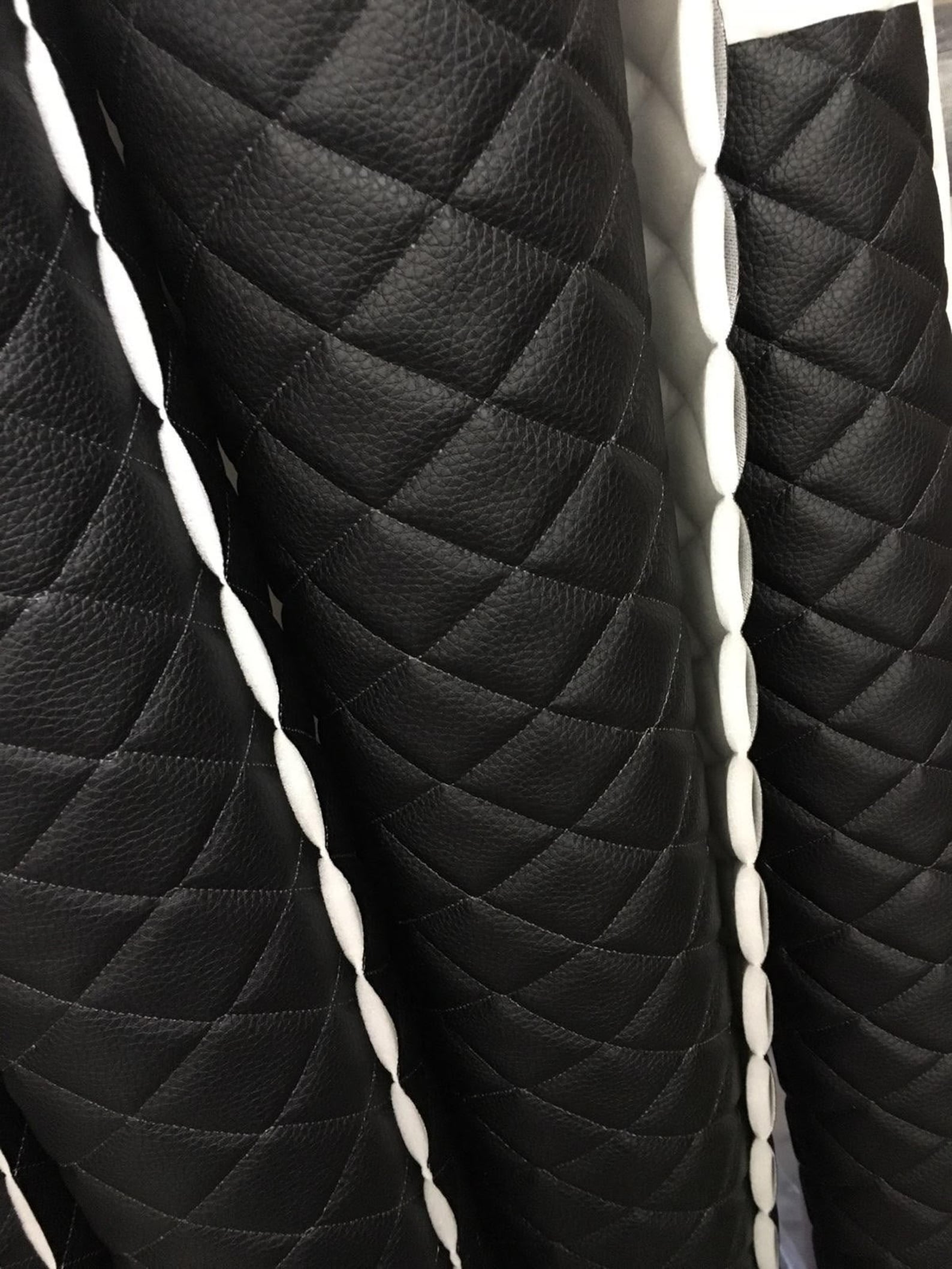 Vinyl Black Quilted Auto Headliner Fabric With Foam Backing Upholstery ...