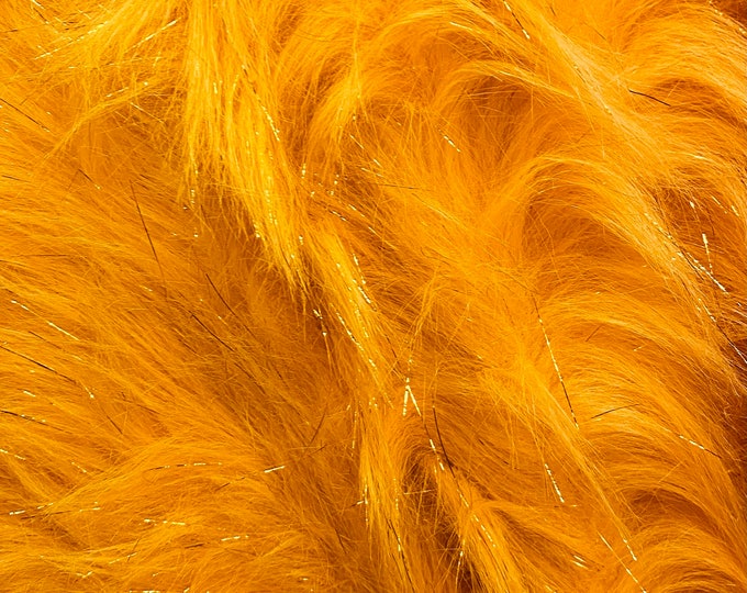 58" Wide Yellow Sparkle Faux Fur Pile Upholstery Fashion Decor Arts ...