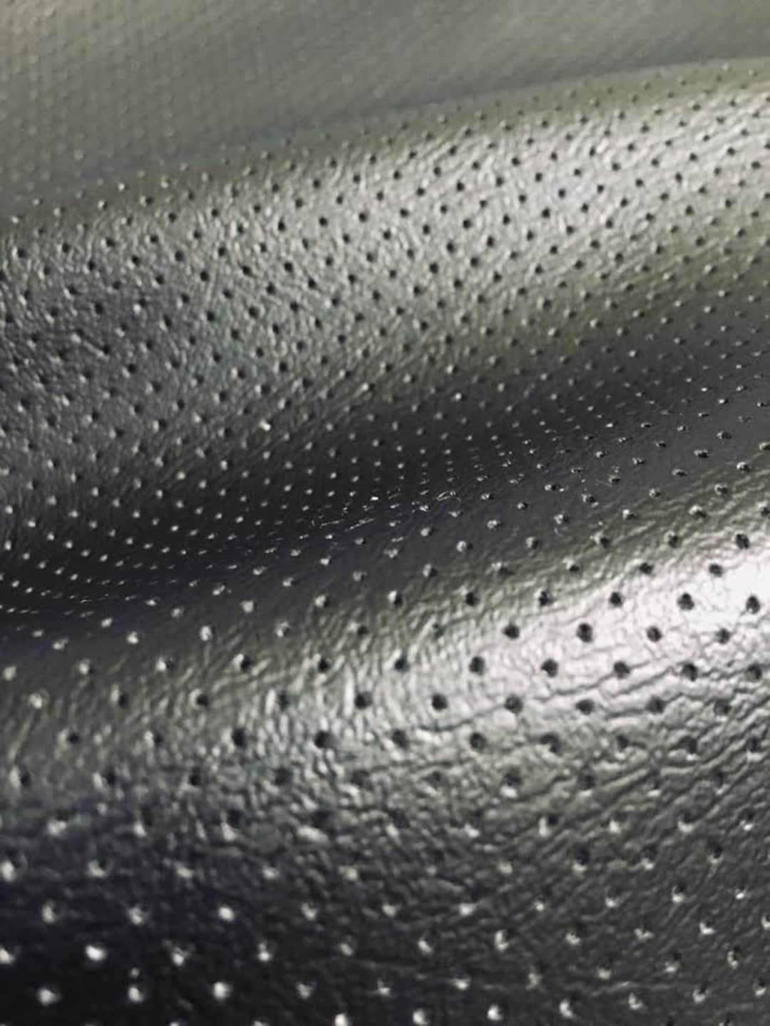 Black Perforated Upholstery Vinyl Faux Leather Fabric Automotive ...