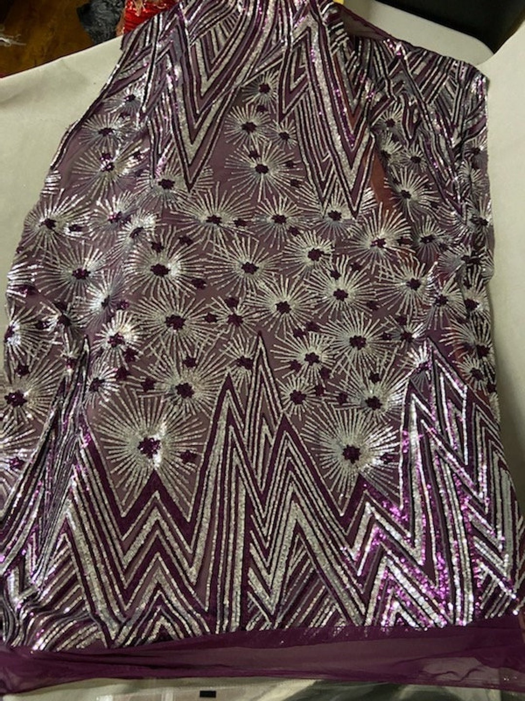 4-way Stretch Star Geometric Sequin Mesh Dress Grown Fabric BY THE YARD ...