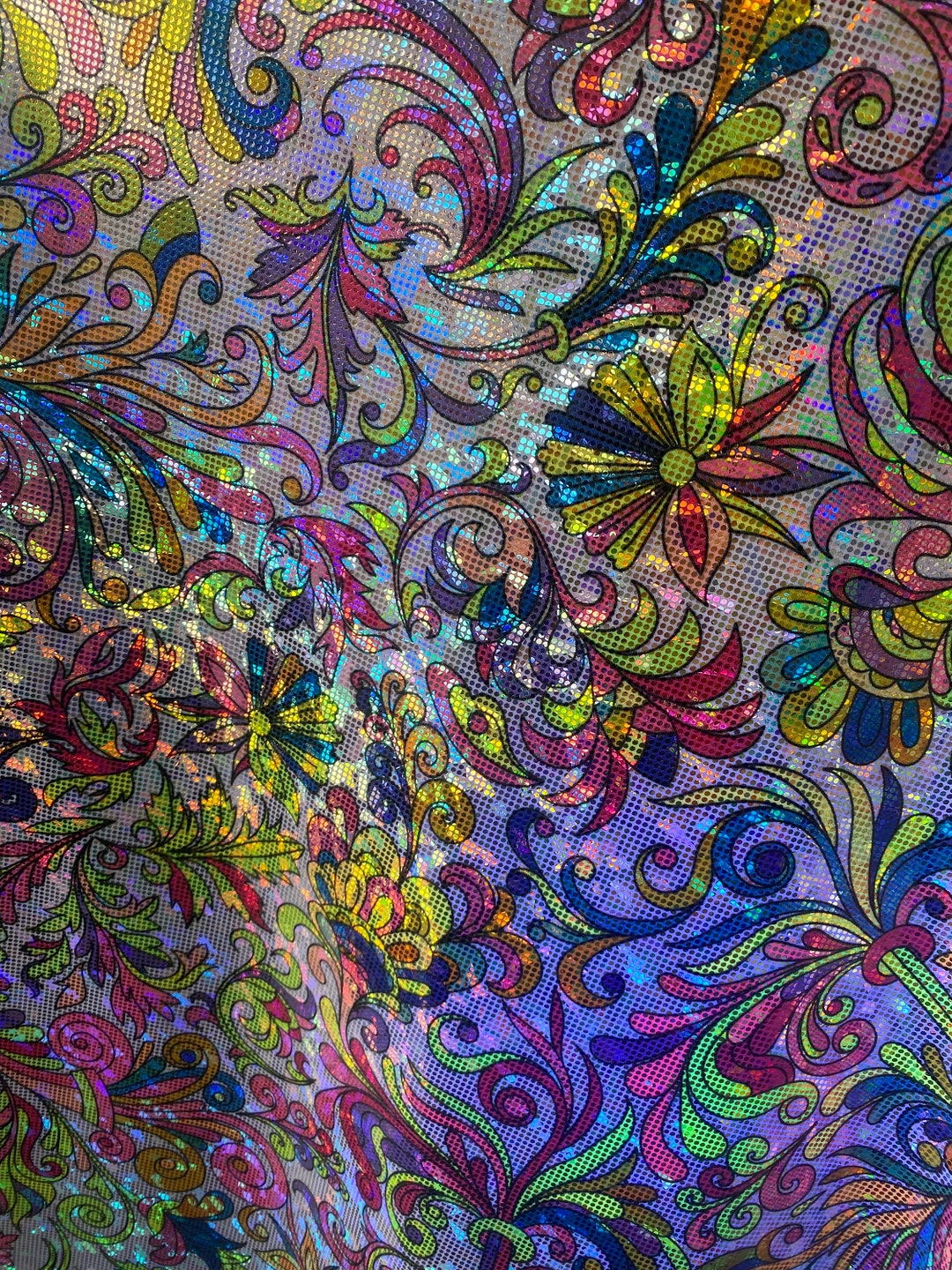 Floral Shattered Multi Colors on White Spandex Fabric by the Yard - Etsy