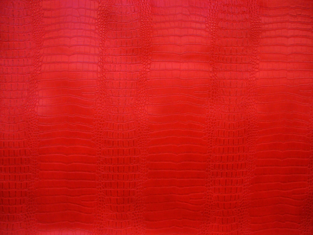 Faux Vinyl Crocodile Nile Red Embossed Upholstery Fabric Sold per Yard ...