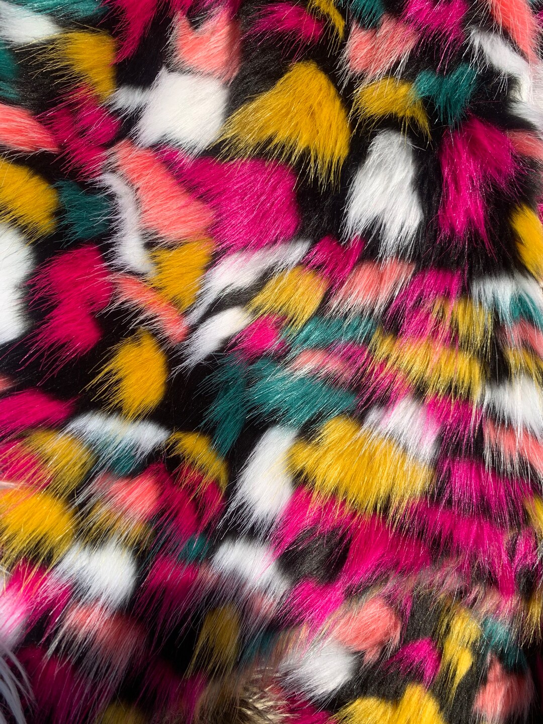 58" Wide Festive Multi Color Mottled Faux Fur Upholstery Fabric by the ...